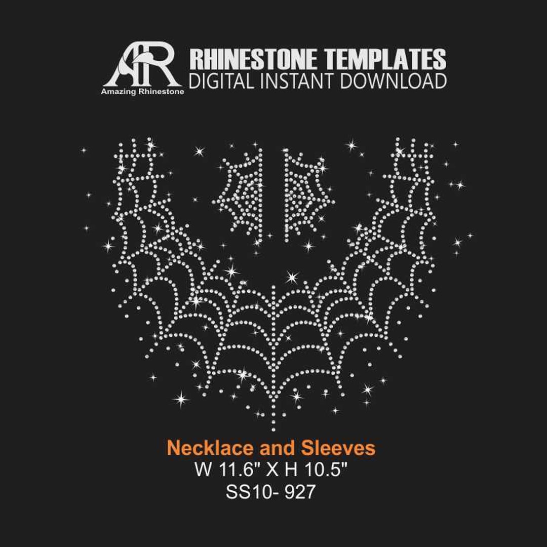 Fashion Spider Rhinestone Necklace-sleeves Template SS10, Instant ...
