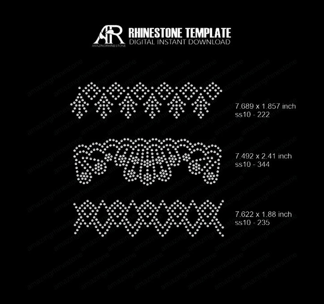 3 Style Border Rhinestone Decorate Design Digital Instant - Etsy
