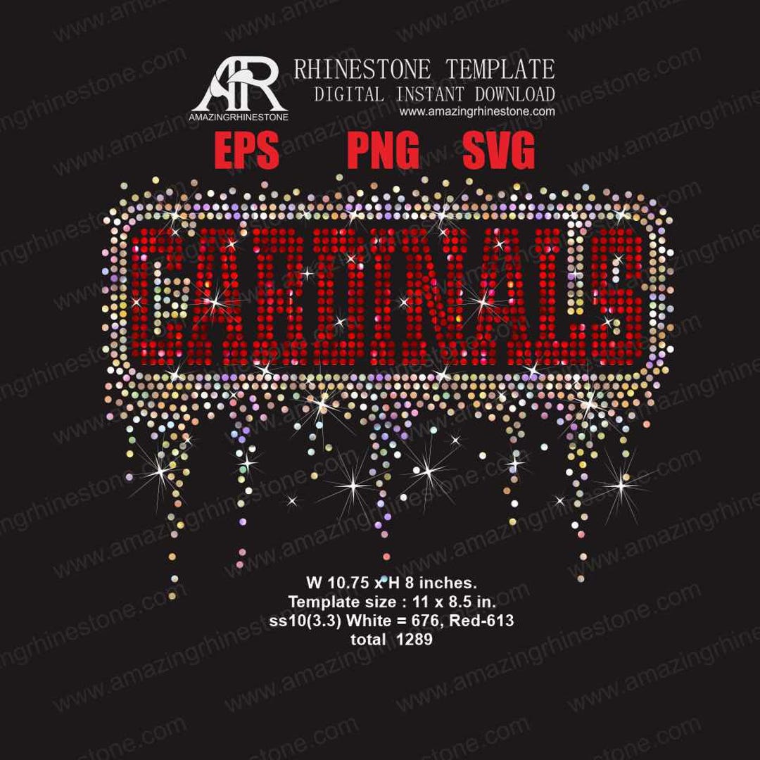 CARDINALS Rhinestone Template Digital Instant Download, Cut File Svg ...