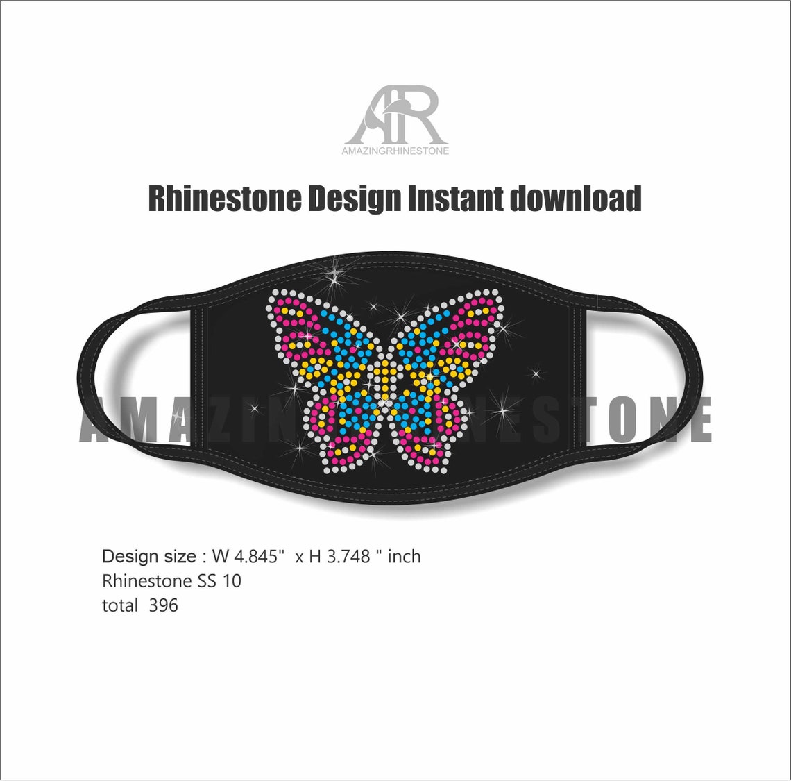 Butterfly Colorful Calaveras Style Rhinestone Template - Etsy