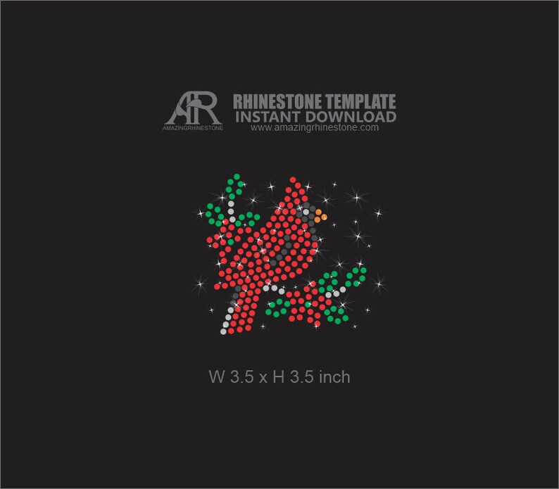 A Little Red Cardinal Rhinestone Pattern-template Rhinestone - Etsy