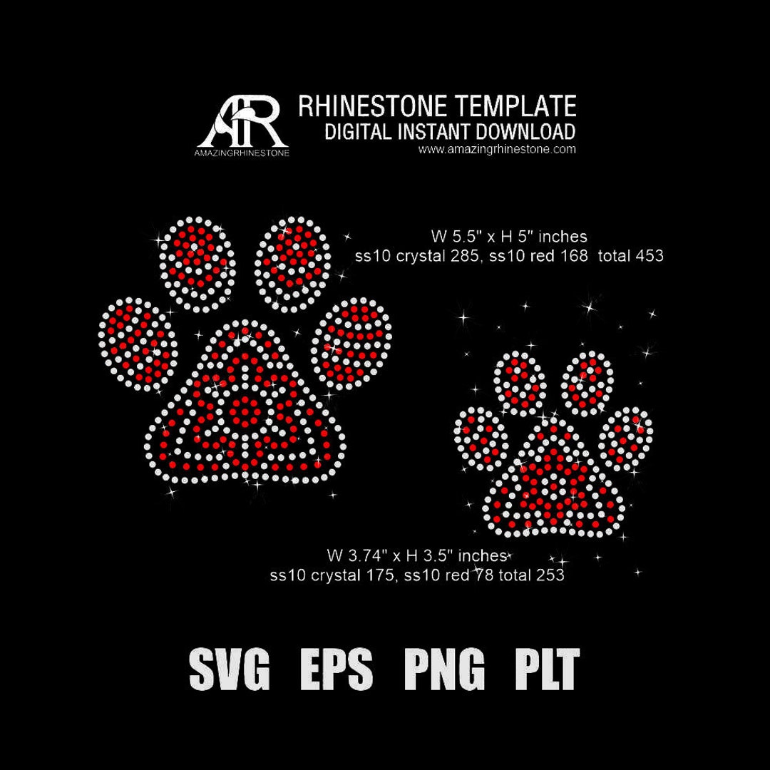 2size Paw Mandala Rhinestone Template File, Svg, Eps, Png, Dot Arts ...
