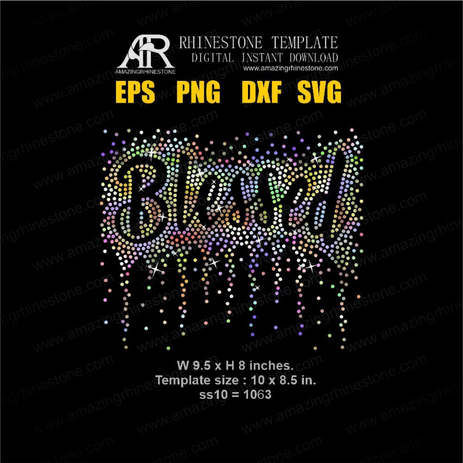 Blessed Rhinestone Template Digital Instant Download, Cut File Svg, Eps ...