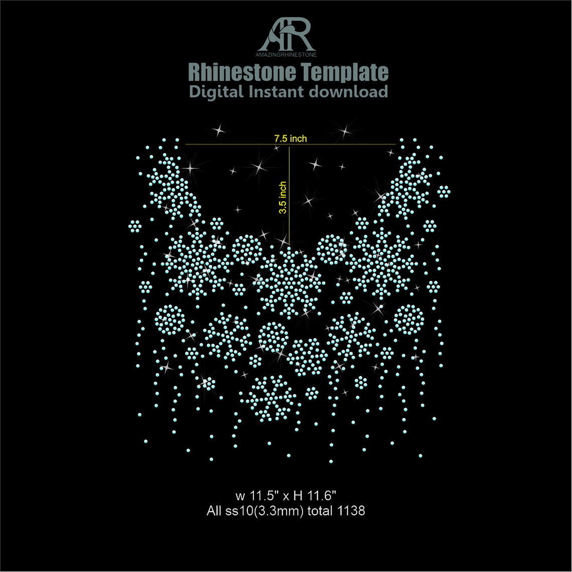 Snowflake Rhinestone Necklace design rhinestone template svg | Etsy