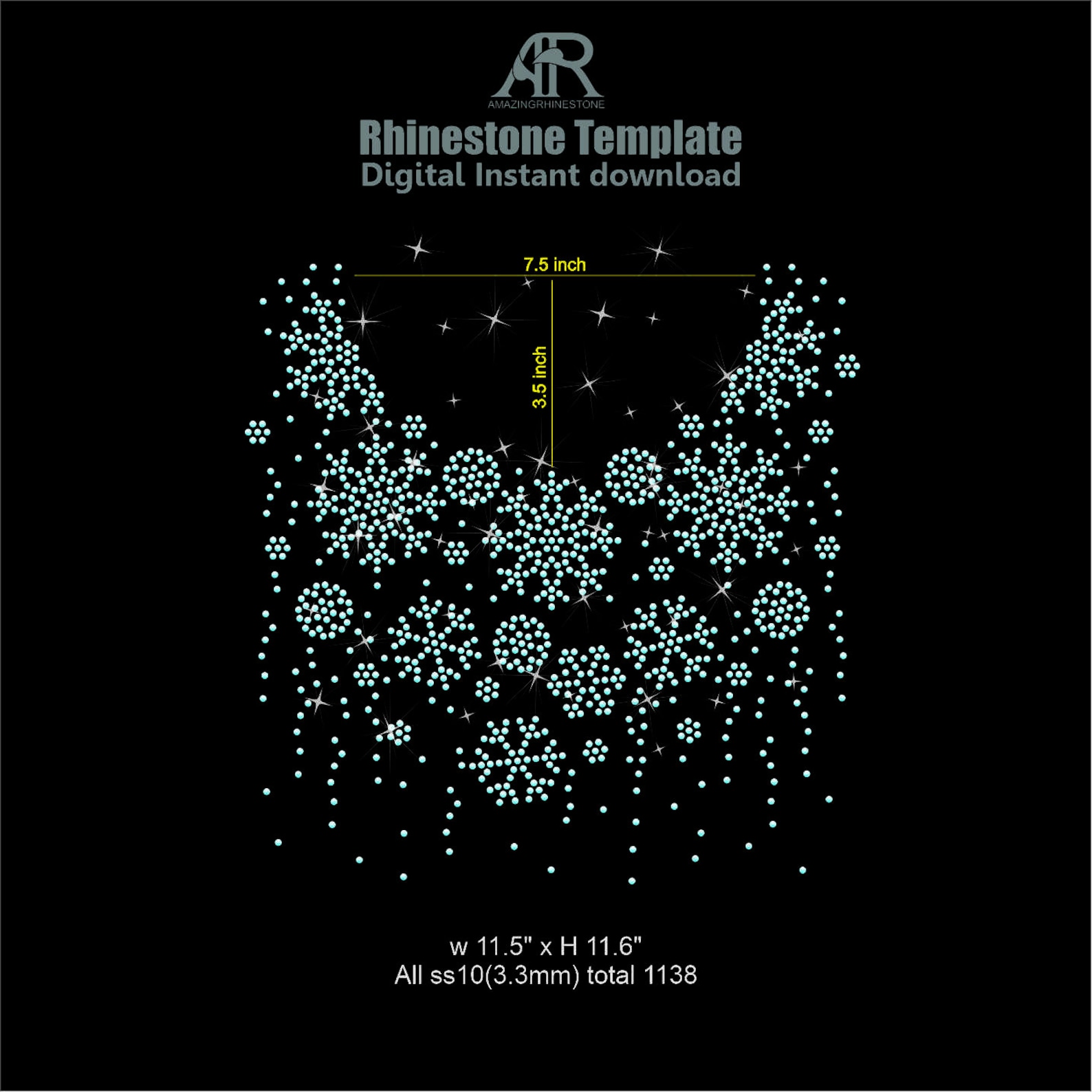 Snowflake Rhinestone Necklace design rhinestone template svg | Etsy