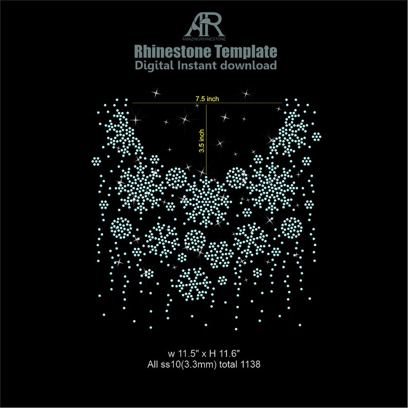 Snowflake Rhinestone Necklace Design Rhinestone Template Svg - Etsy