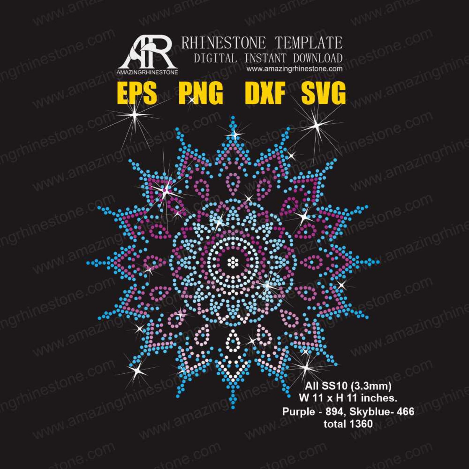 Mandala Rhinestone Template Digital Instant Download, Cut File Svg, Eps ...