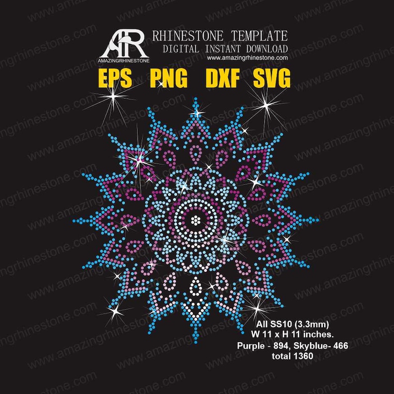 Mandala Rhinestone Template Digital Instant Download, Cut File Svg, Eps ...