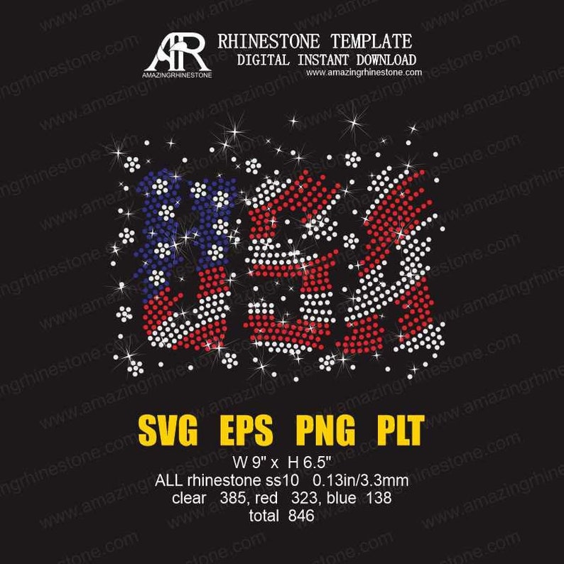 USA Flag Rhinestone Template Svgpng Instant Download File | Etsy
