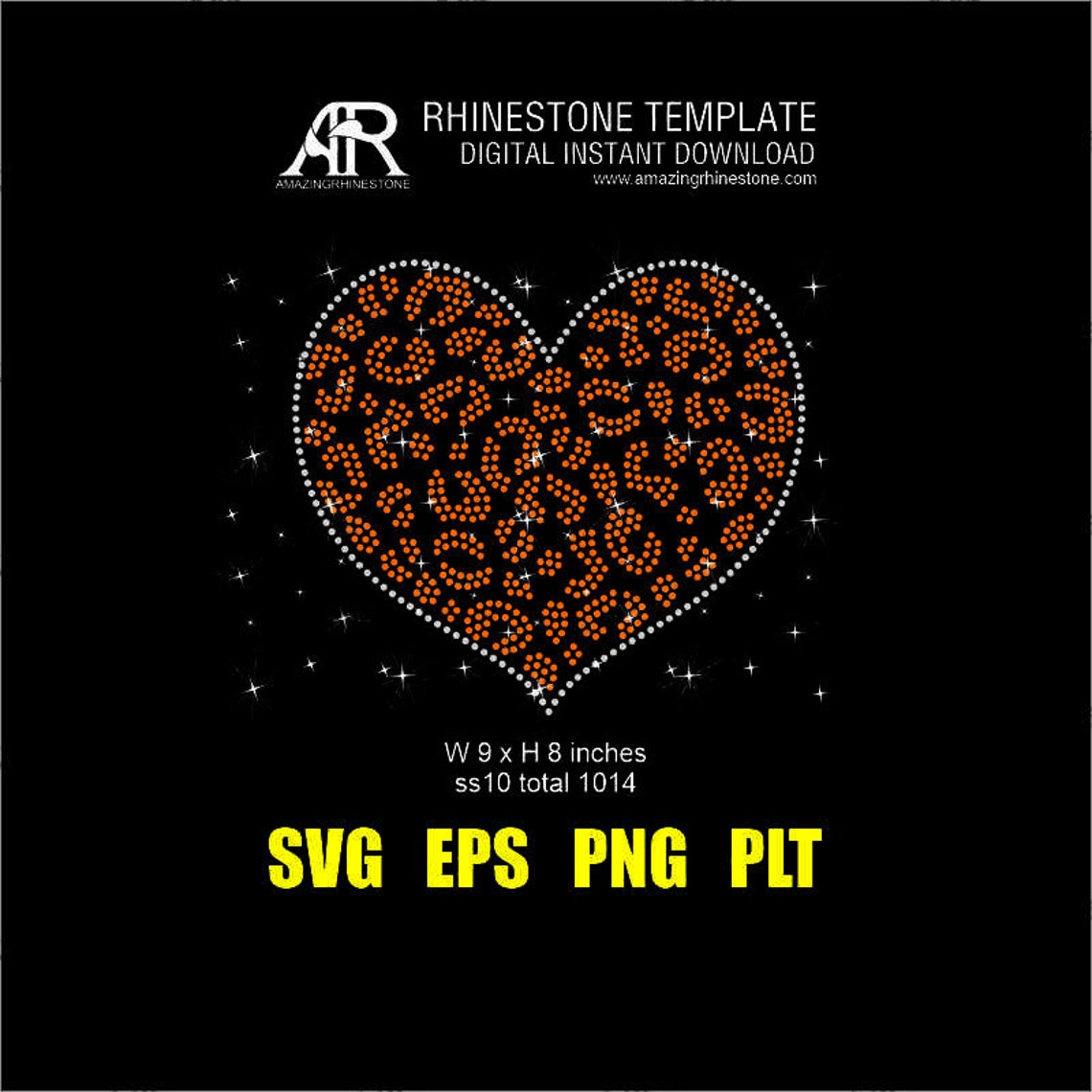 Cheetah Heart Svg Leopard Heart Animal Prints Rhinestone - Etsy