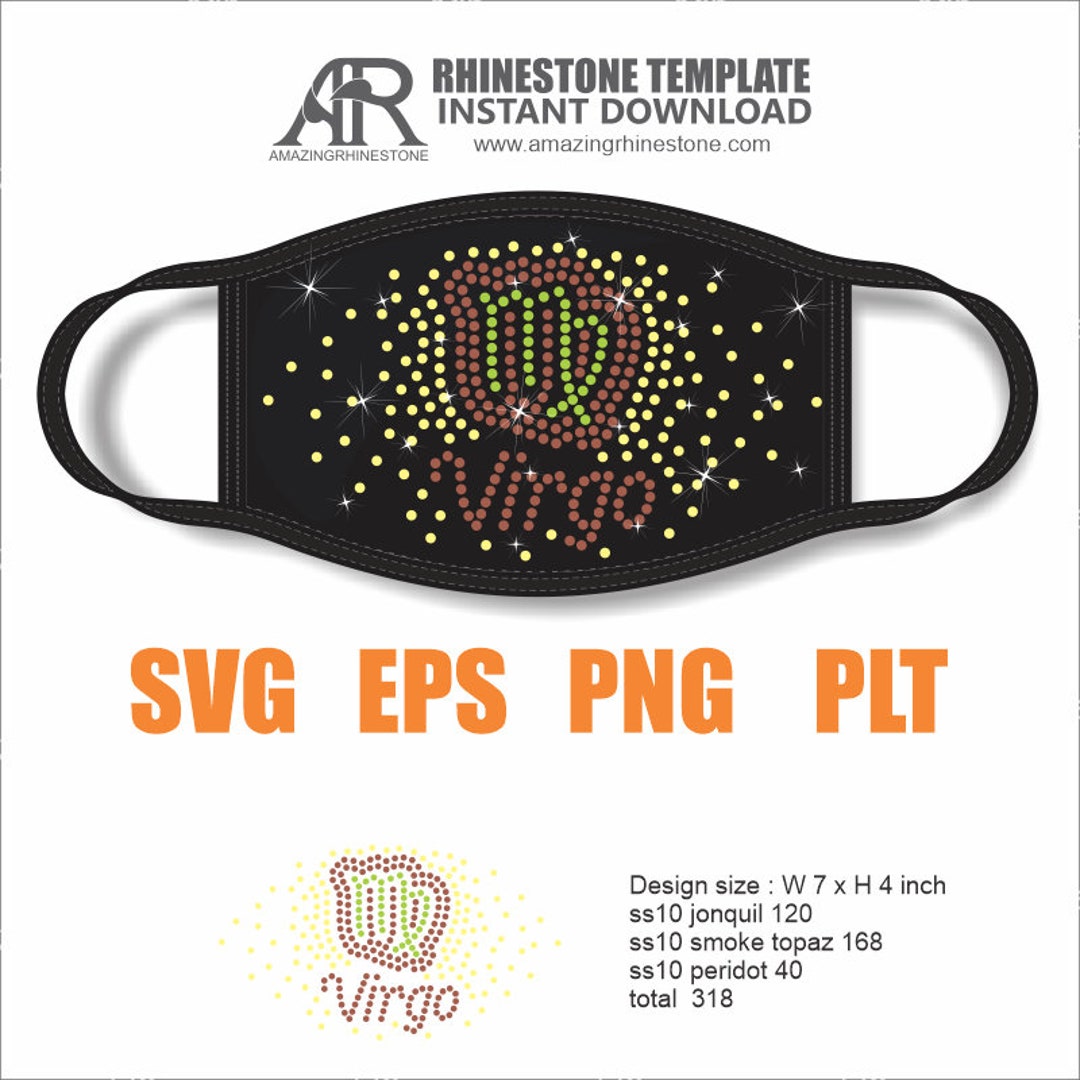 Zodiac Virgo Sign Rhinestone Template, Svg, Eps, Plt, Cricut, for Bling ...