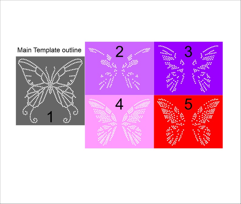 GET 3 Style/ Butterfly Rhinestone Template Pattern Instant | Etsy