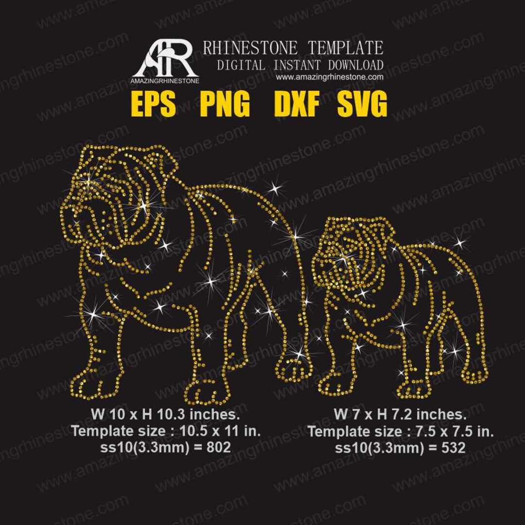 English Bulldog Rhinestone Template, Instant Download Cut Files. Svg - Etsy