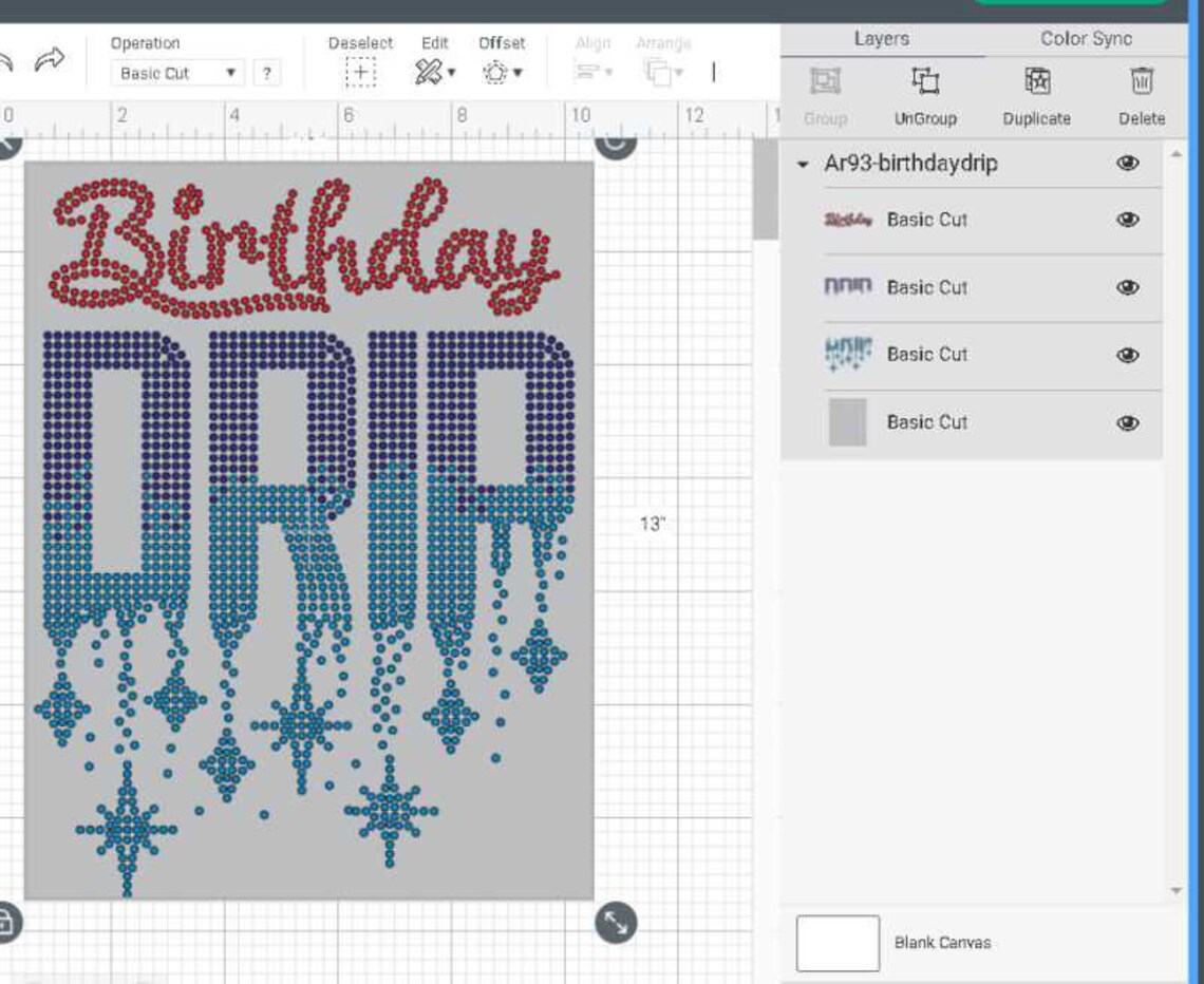 Birthday Dripping Rhinestone Template Digital Instant Download - Etsy