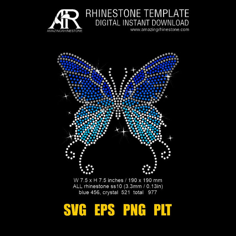 GET 3 Style/ Butterfly Rhinestone Template Pattern Instant | Etsy
