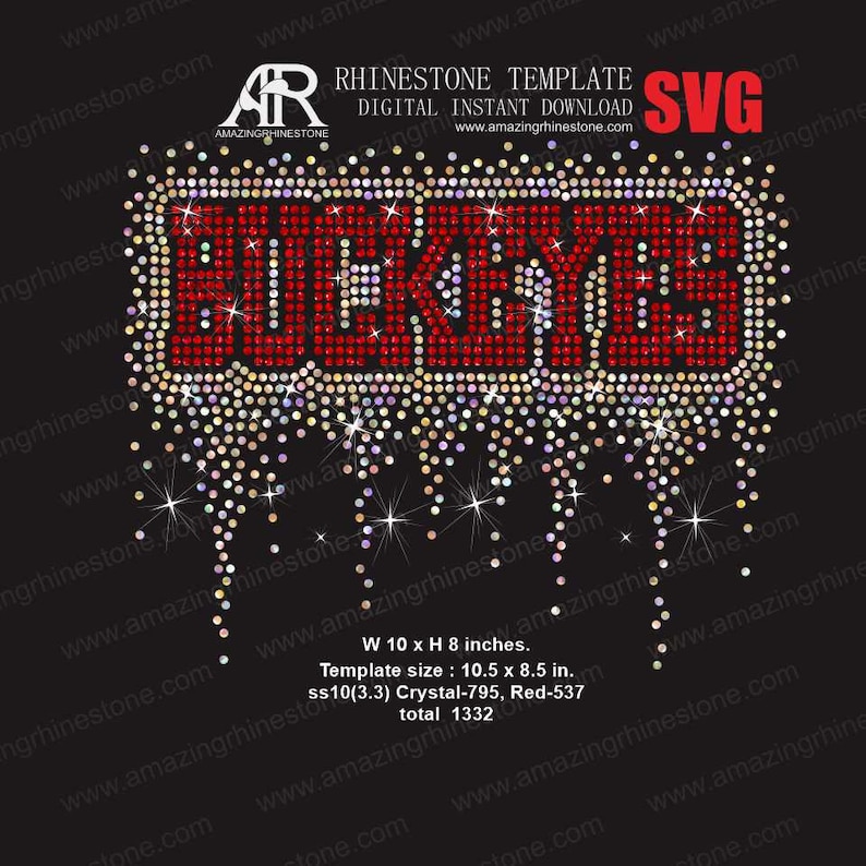BUCKEYES Rhinestone Template Digital Instant Download, Cut File Svg ...