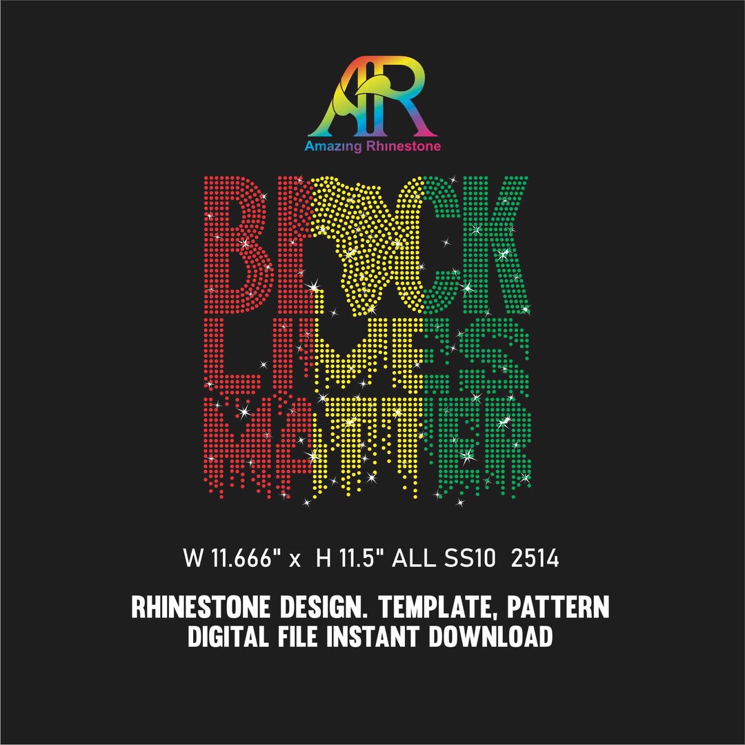 BLM 3color , Black Lives Matter Rhinestone Template SVG, Instant ...