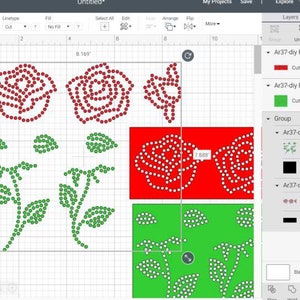 Customized Rose Rhinestone Template Instant Download File, Rhinestone ...