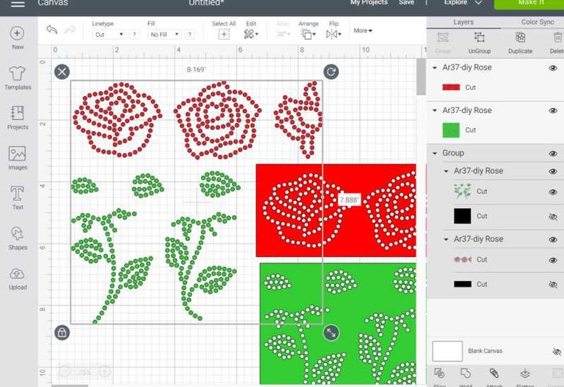 Customized Rose Rhinestone Template Instant Download File - Etsy