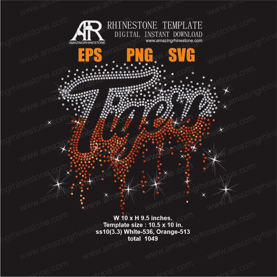 Tigers Rhinestone Template Digital Instant Download, Cut File Svg, Eps ...
