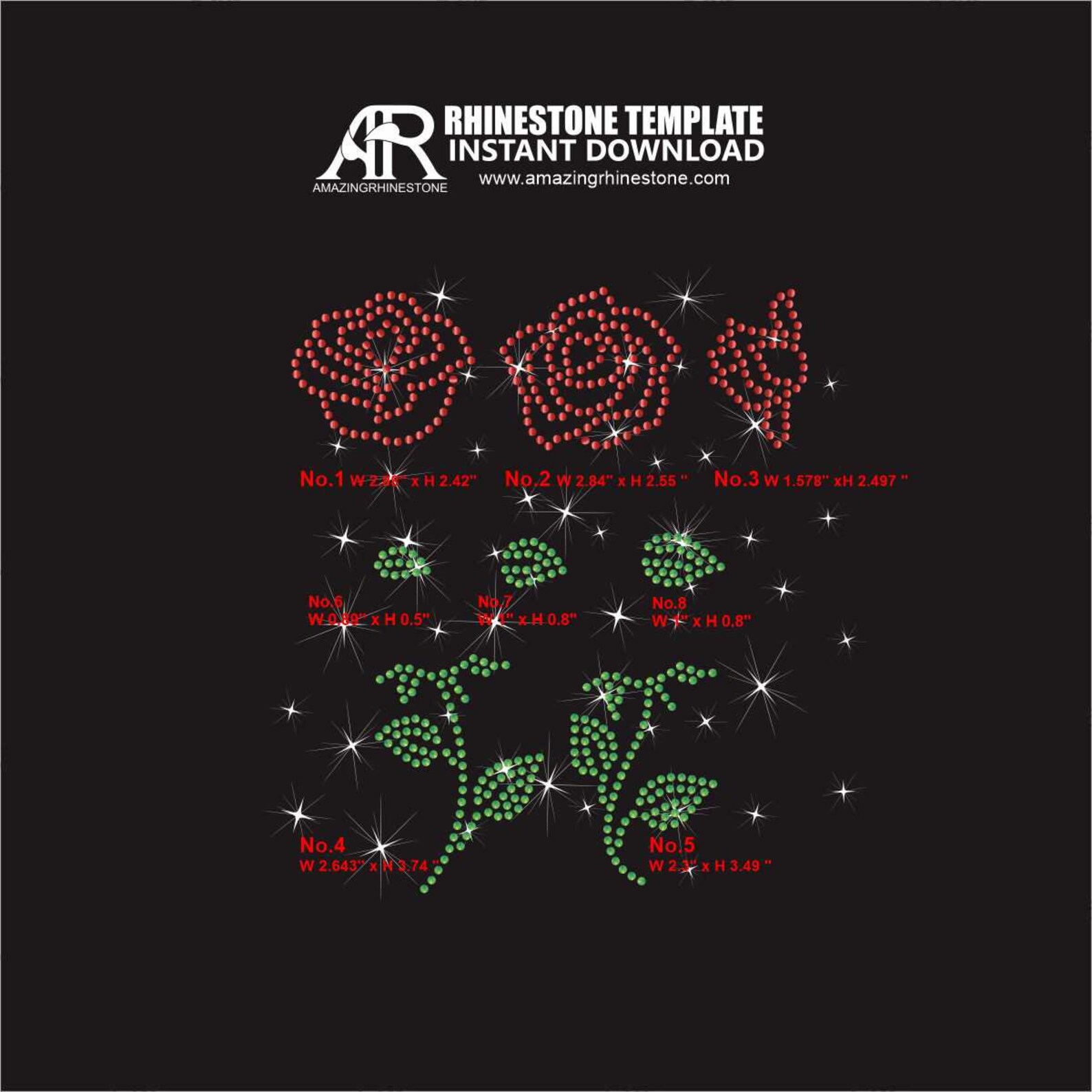 Customized Rose Rhinestone Template Instant Download File - Etsy