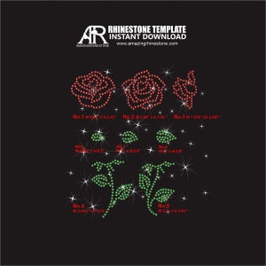 Customized Rose Rhinestone Template Instant Download File, Rhinestone ...