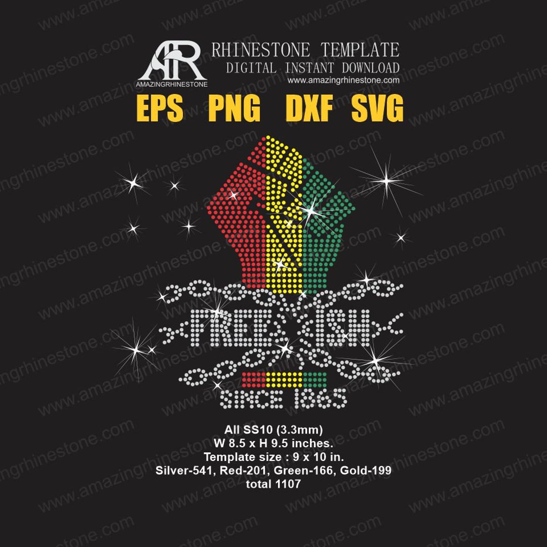 Juneteenth Free-ish Rhinestone Template Bling Shirt, Digital Instant ...