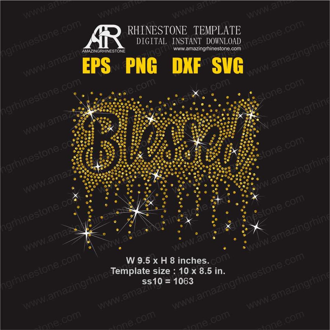 Blessed Rhinestone Template Digital Instant Download, Cut File Svg, Eps ...