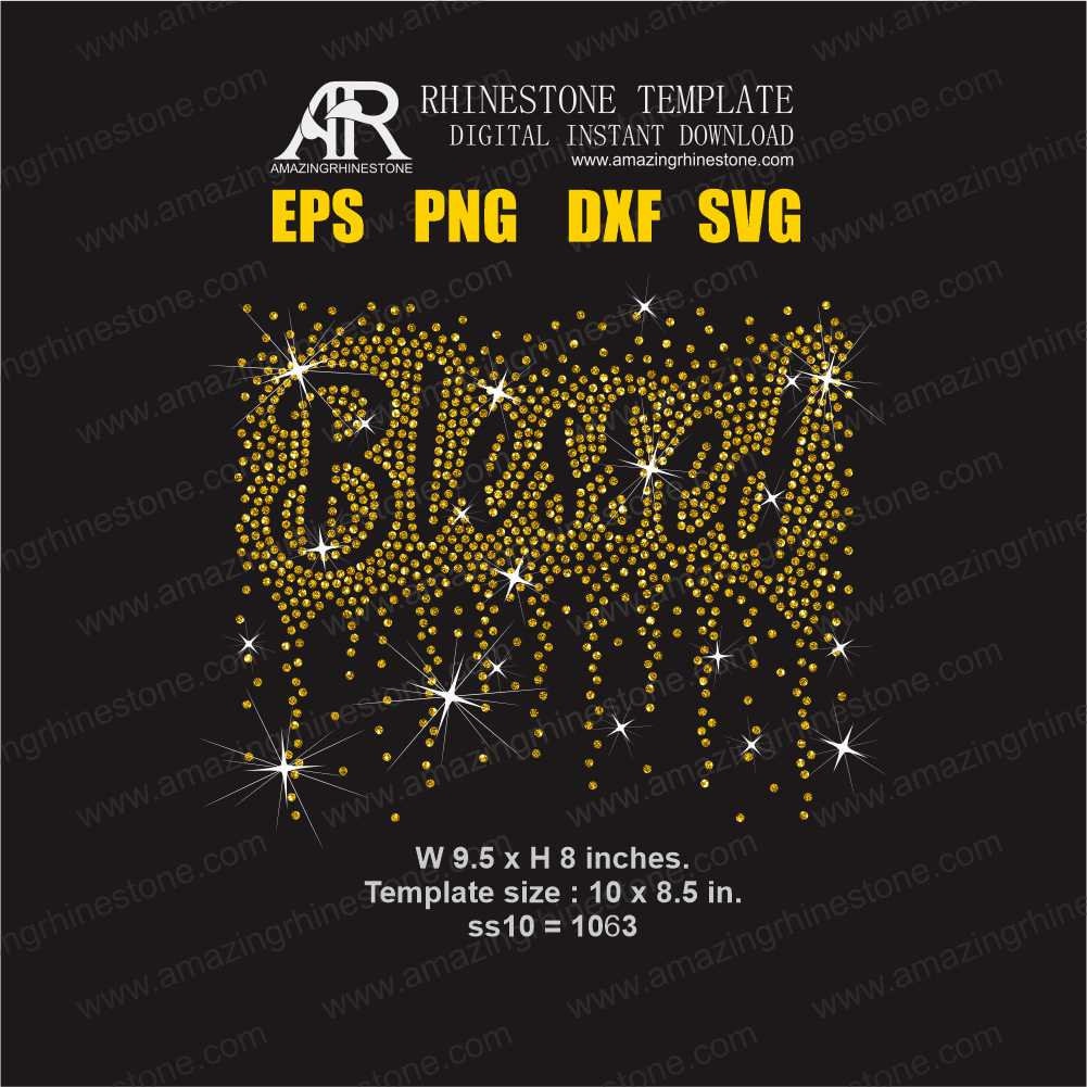 Blessed Rhinestone Template Digital Instant Download, Cut File Svg, Eps ...