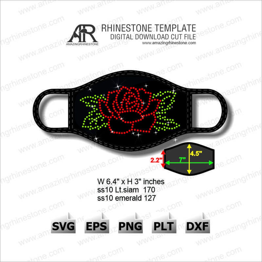 Red Rose Bling Face Mask Instant Download, Rhinestone Template, Cut ...