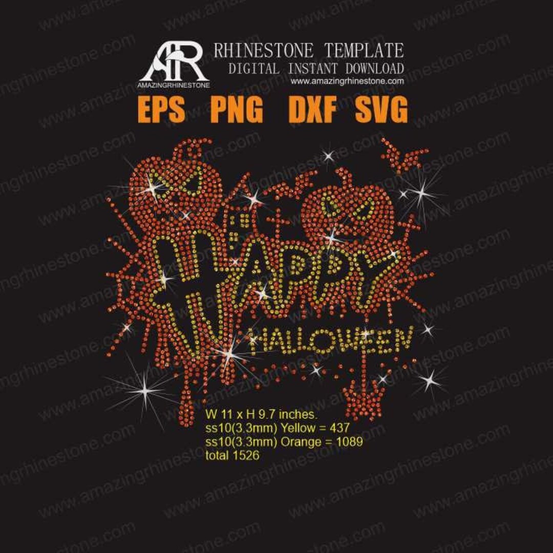 Halloween Rhinestone Template Digital Instant Download, Cut File Svg ...