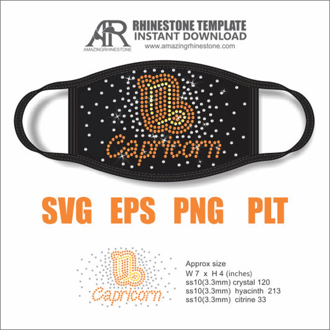 Zodiac Capricorn Rhinestone Template, Rhinestone Svg, Eps, Plt ...