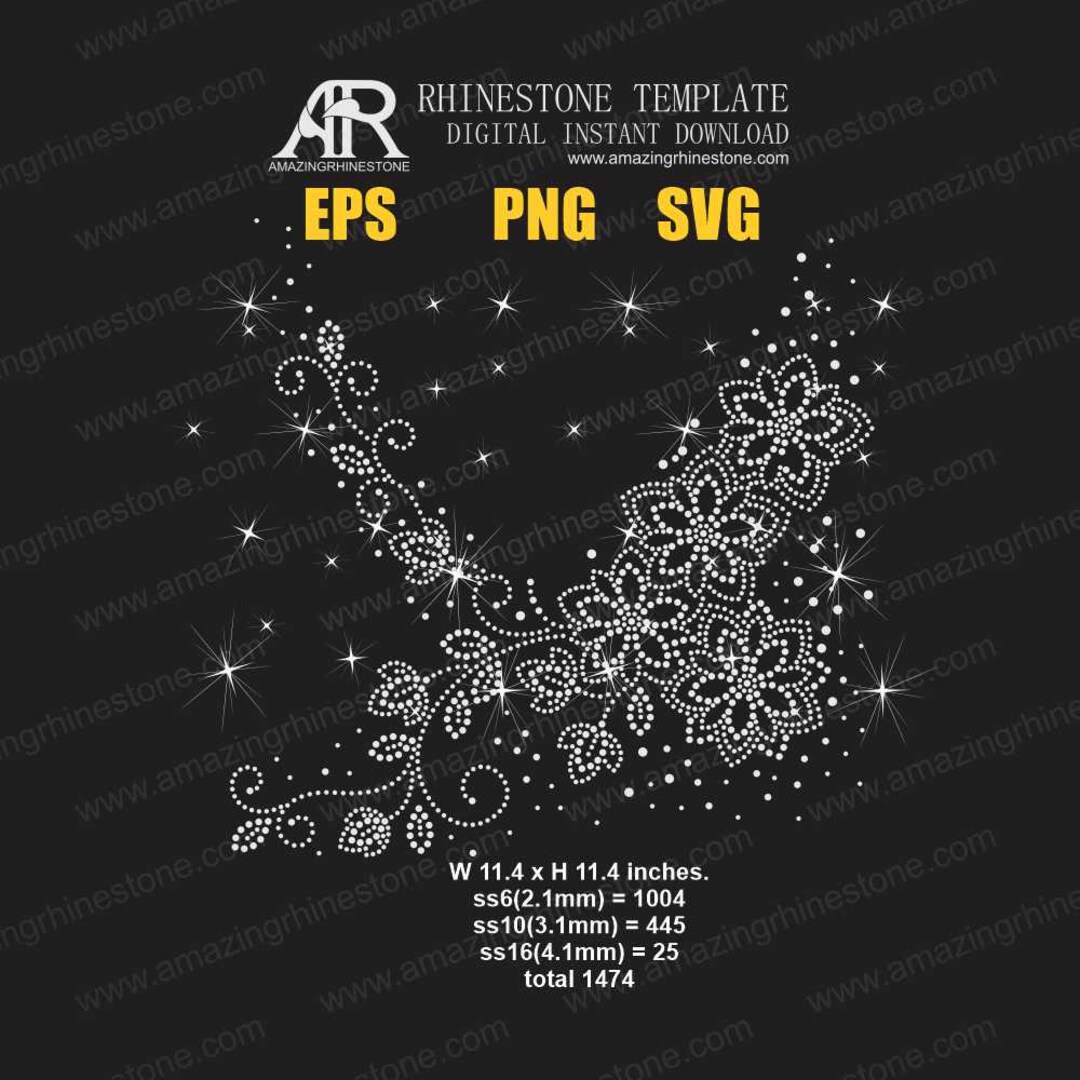 Digital Instant Donwload Rhinestone Template-pattern Files,flower ...