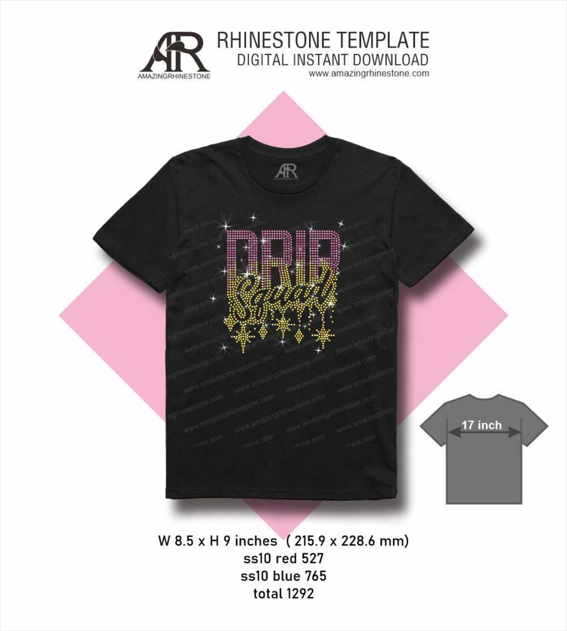 Dripping Squad Sparkle Rhinestone Template Digital Instant - Etsy