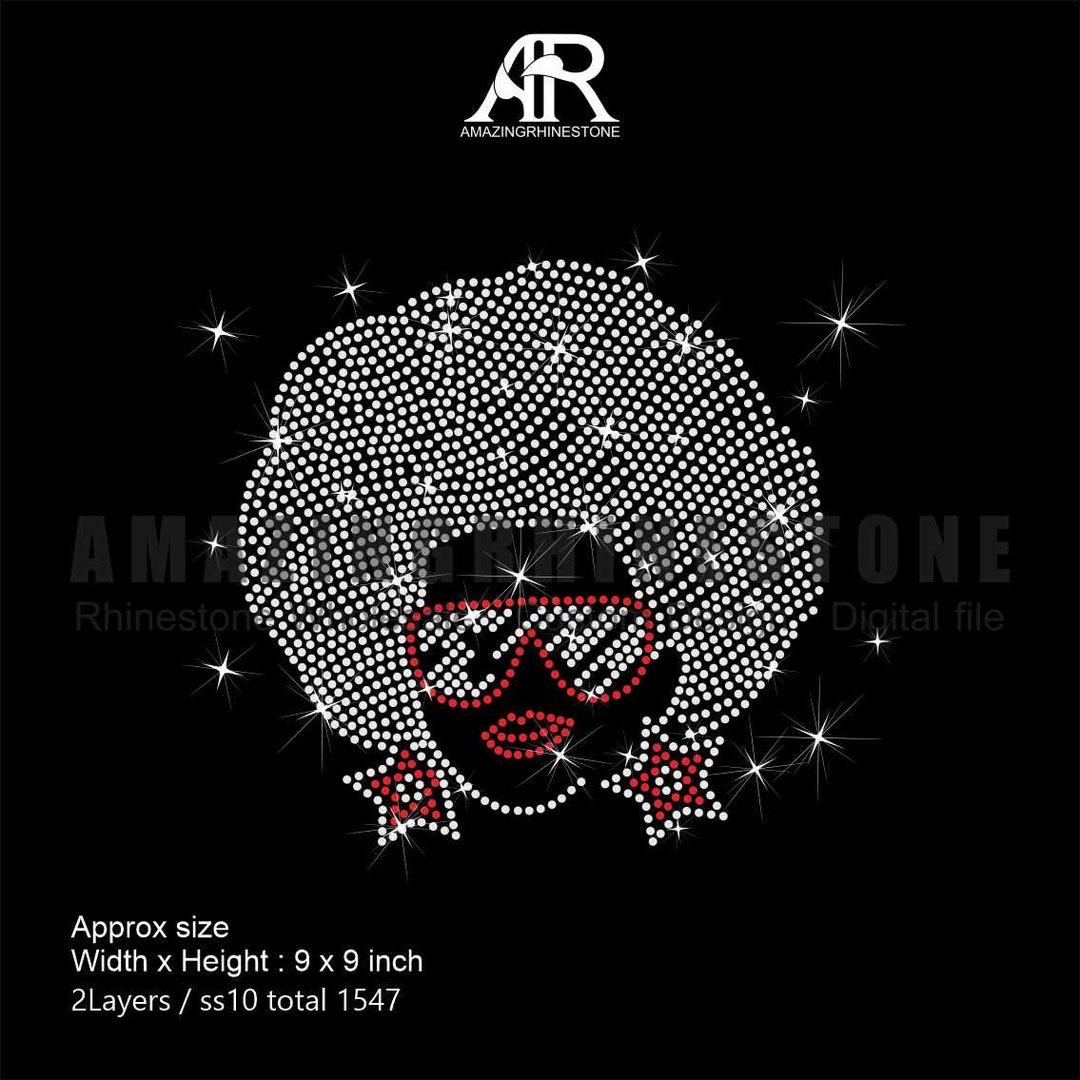 Afro Hair Rhinestone Template, Svg,png, Instant Download File, Dot Arts ...