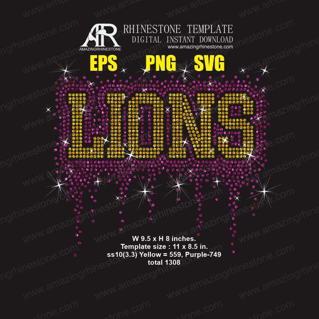 LIONS Rhinestone Template Digital Instant Download, Cut File Svg, Eps ...