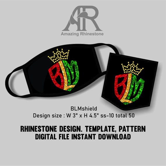 BLM Shield Crown rhinestone template for mask or Pocket bling | Etsy