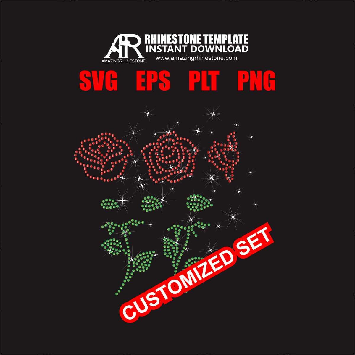 Customized Rose Rhinestone Template Instant Download File - Etsy