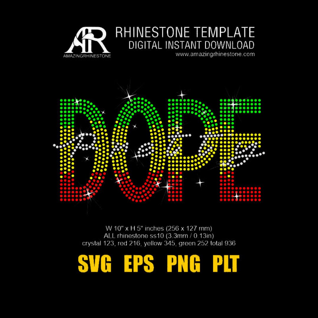Pretty Dope Rhinestone Template Instant Download File Svg Eps Png, Cut ...