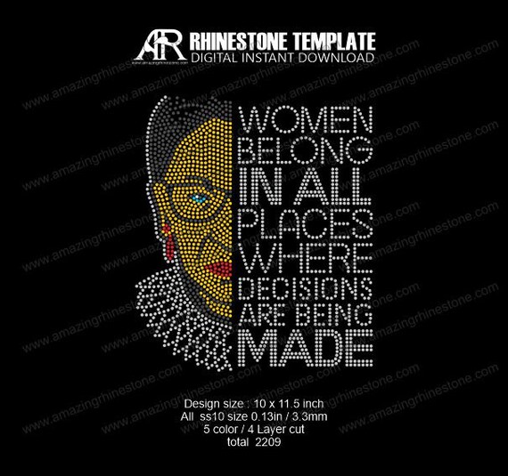 Notorious RBG Ruth Bader Ginsburg rhinestone template for | Etsy