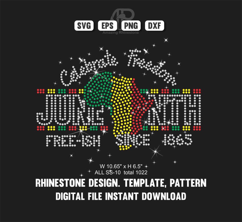 Juneteenth Bling T-shirt Free-ish BLM Rhinestone Digital - Etsy