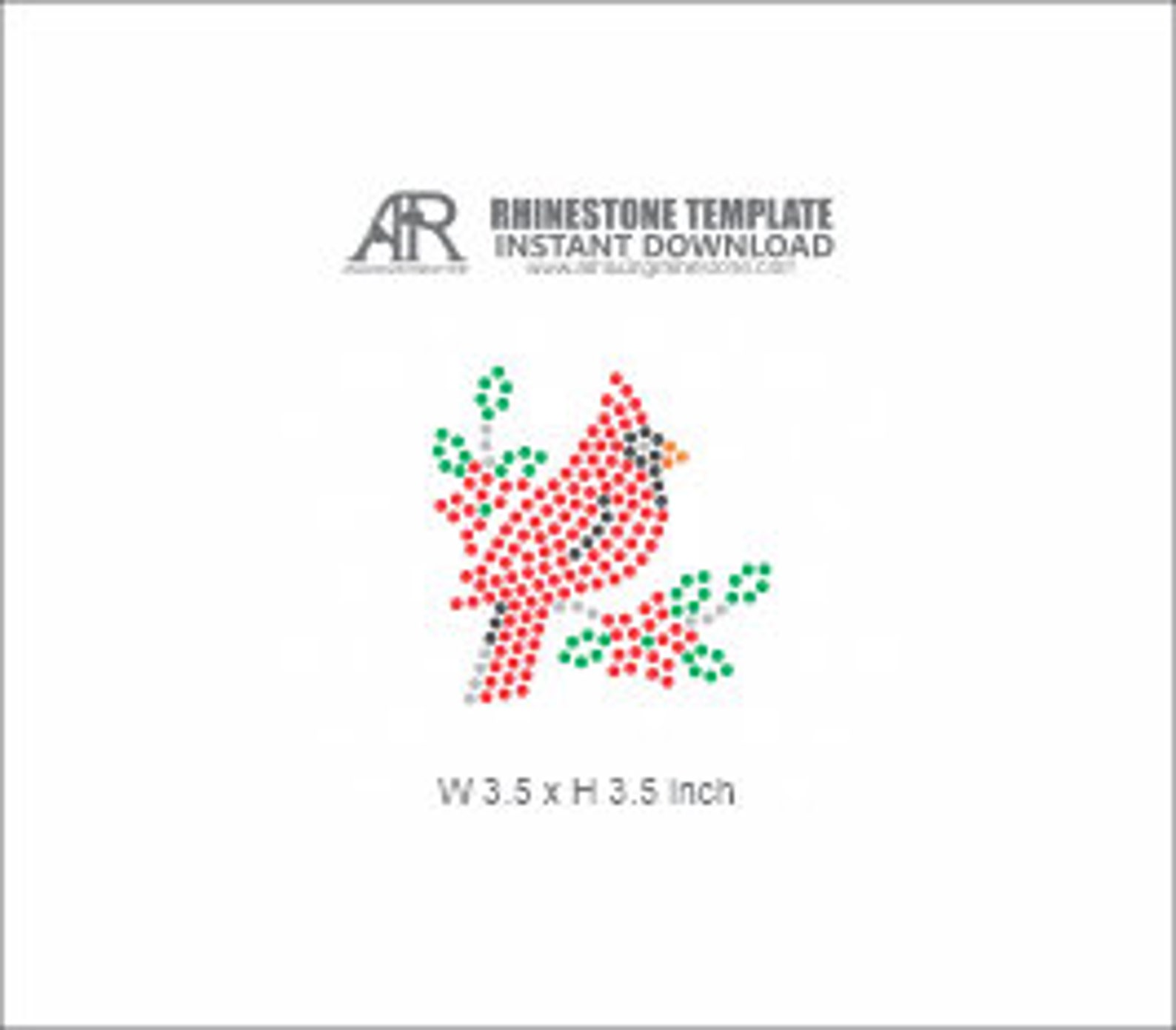 A Little Red Cardinal Rhinestone Pattern-template Rhinestone - Etsy