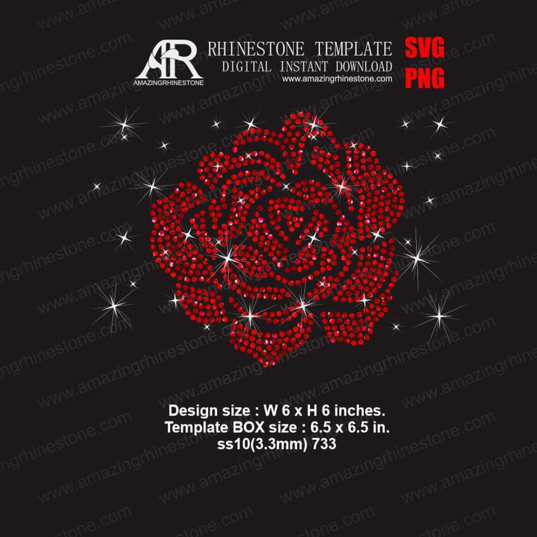 Rose 6 Wide Rhinestone Template Digital Instant Download, Cut File Svg ...