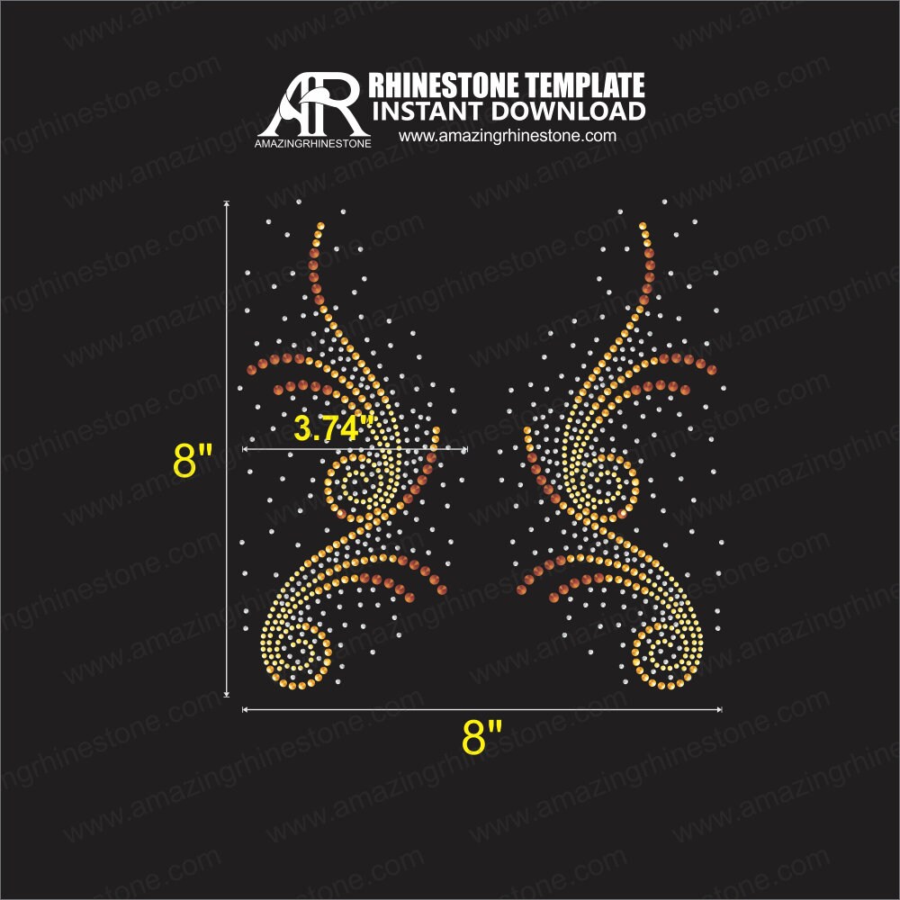 Swirls Rhinestone Templates, Rhinestone Svg, Cut File, Dot Art Print ...
