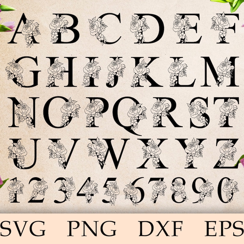 Floral Alphabet Svg - Etsy