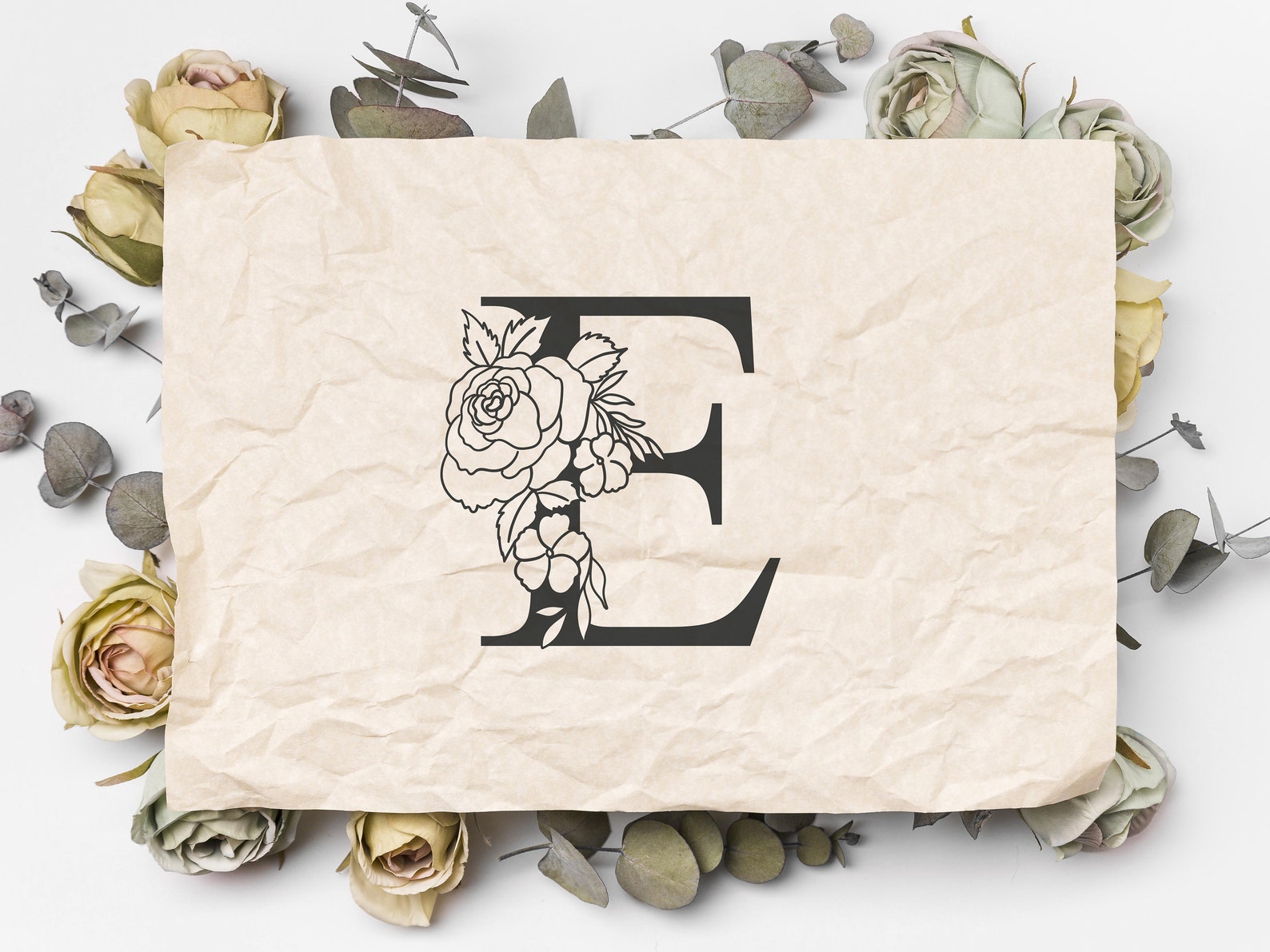 Flower Alphabet Svg Floral Letter E Svg Floral Alphabet E - Etsy