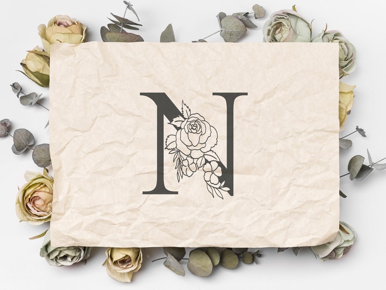 Botanical Alphabet Svg Floral Letter N Svg Floral Alphabet N - Etsy