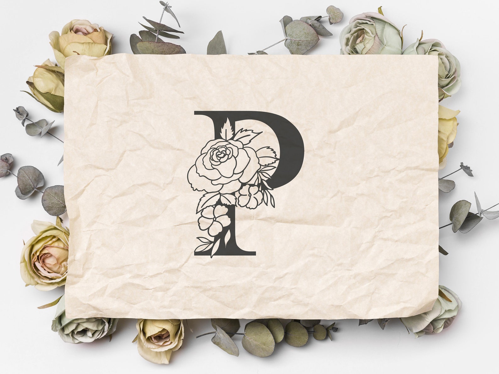 Botanical Font Svg, Floral Letter P Svg, Floral Alphabet P Svg, Initial ...