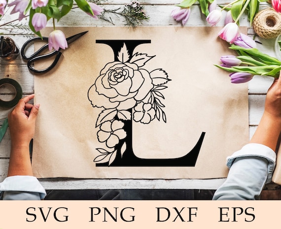 Botanical Font Svg Floral Letter L Svg Floral Alphabet L | Etsy