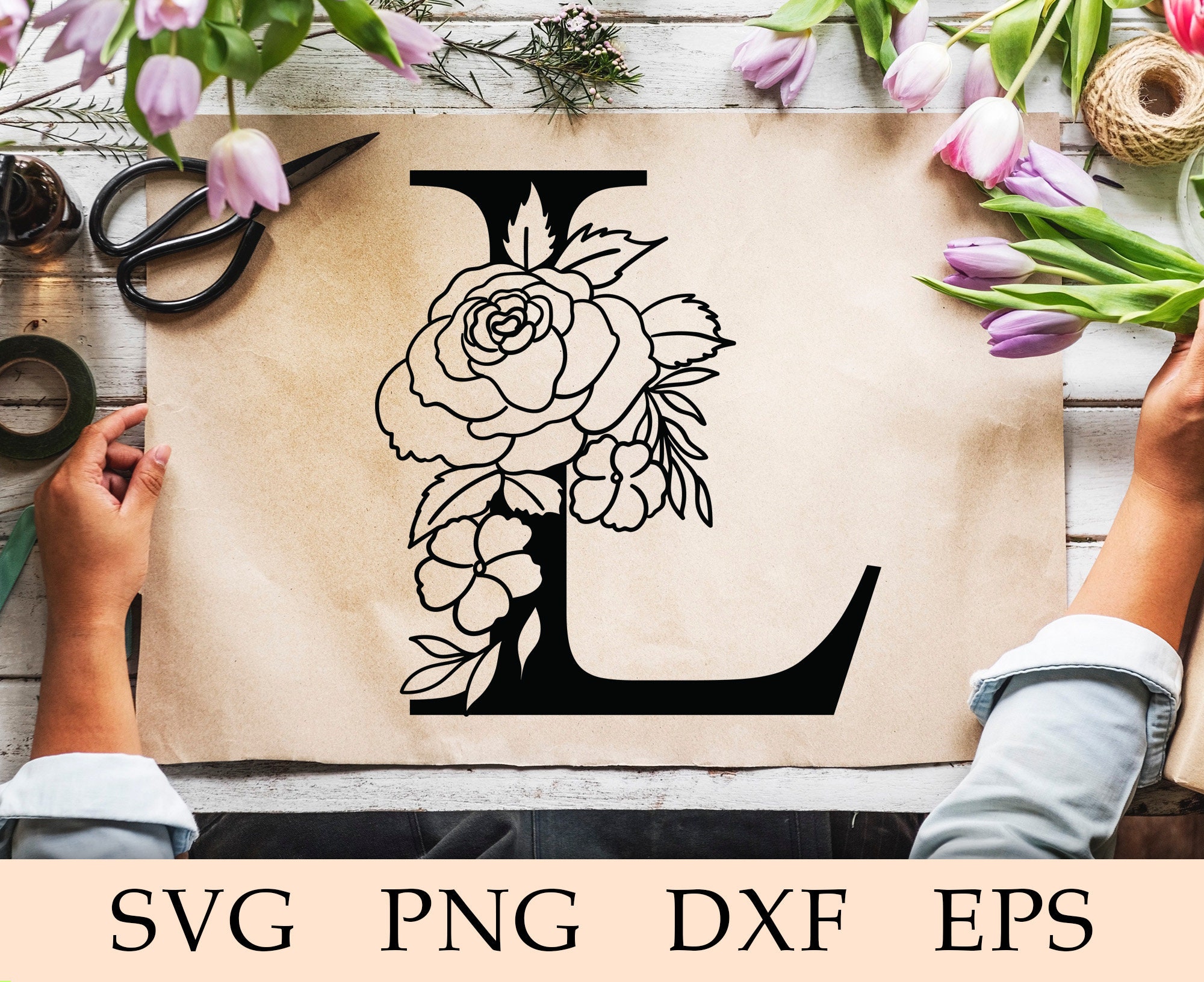 Botanical Font Svg, Floral Letter L Svg, Floral Alphabet L Svg, Initial ...